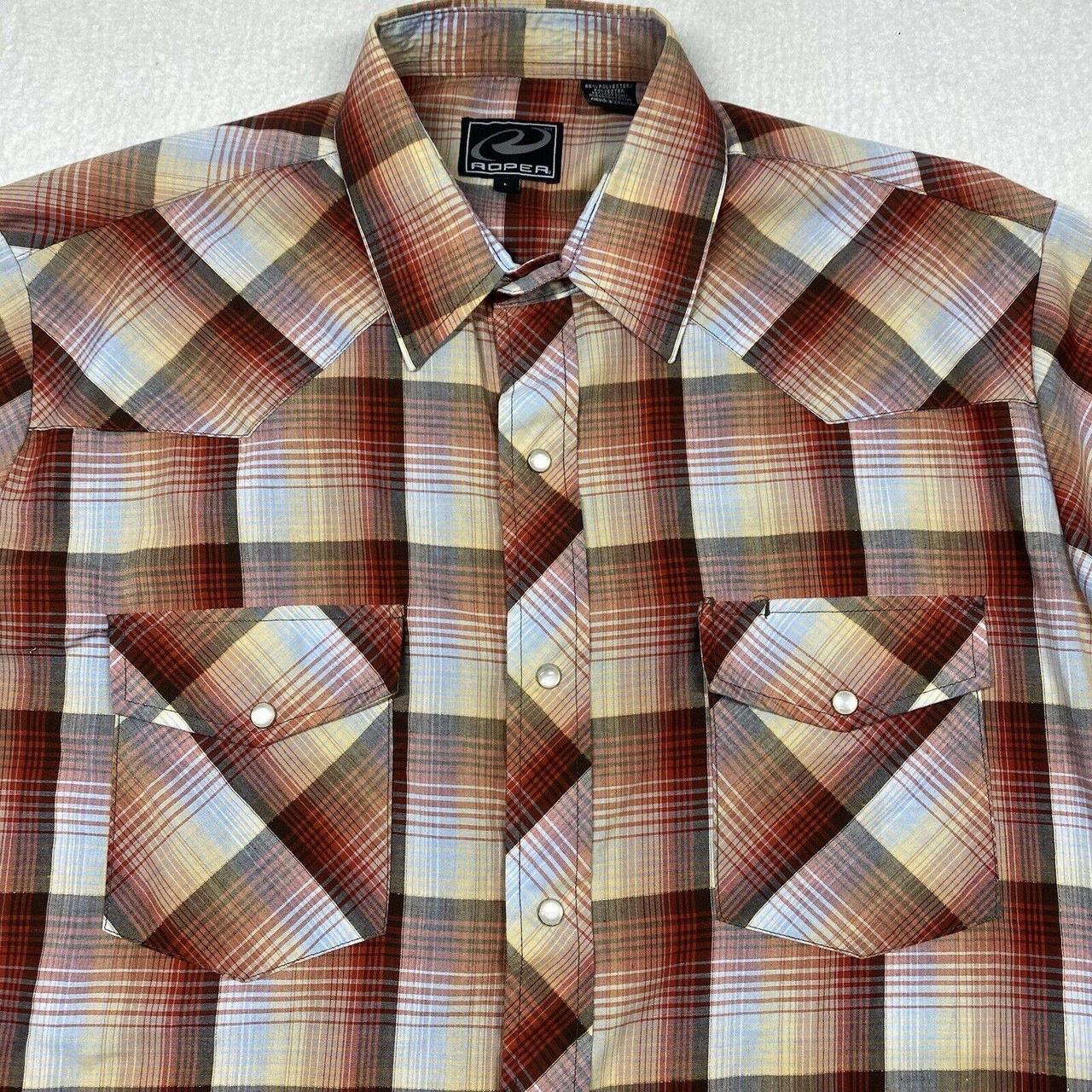 Roper Western Shirt Mens Large Pearl Snap Multicolor... - Depop