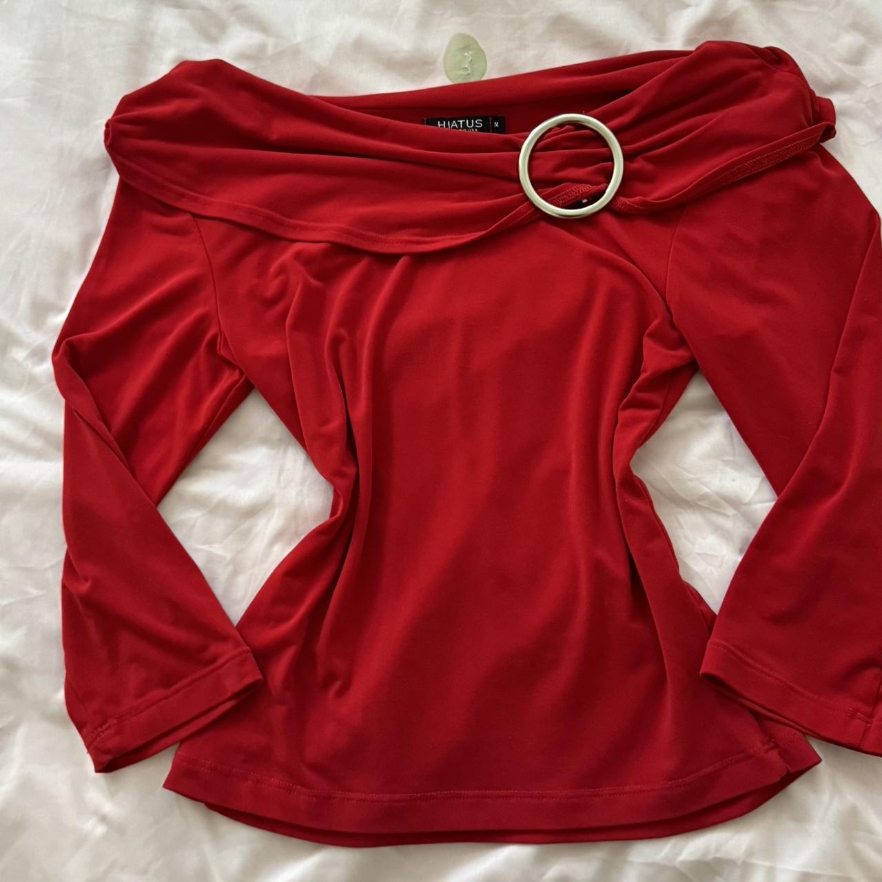 Cutteee Red off shoulder shirt !💗 it kinda reminds... | Depop