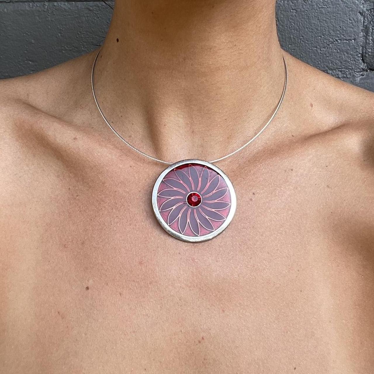 Y2K Red pendant necklace - Depop