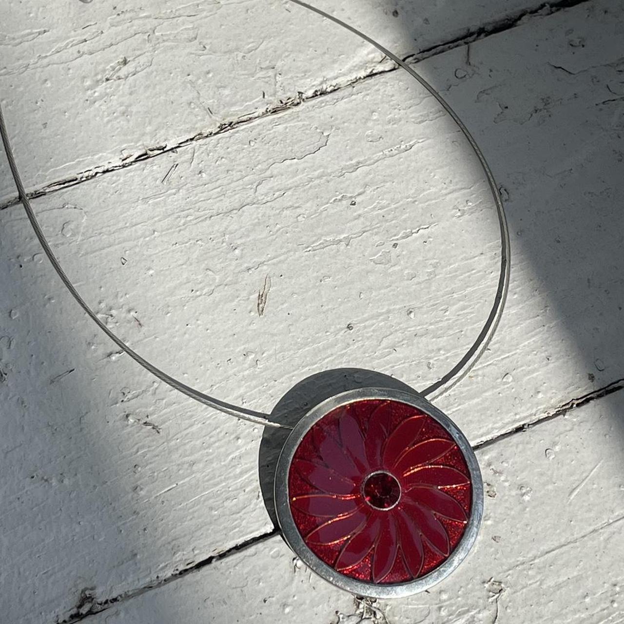 Y2K Red pendant necklace - Depop