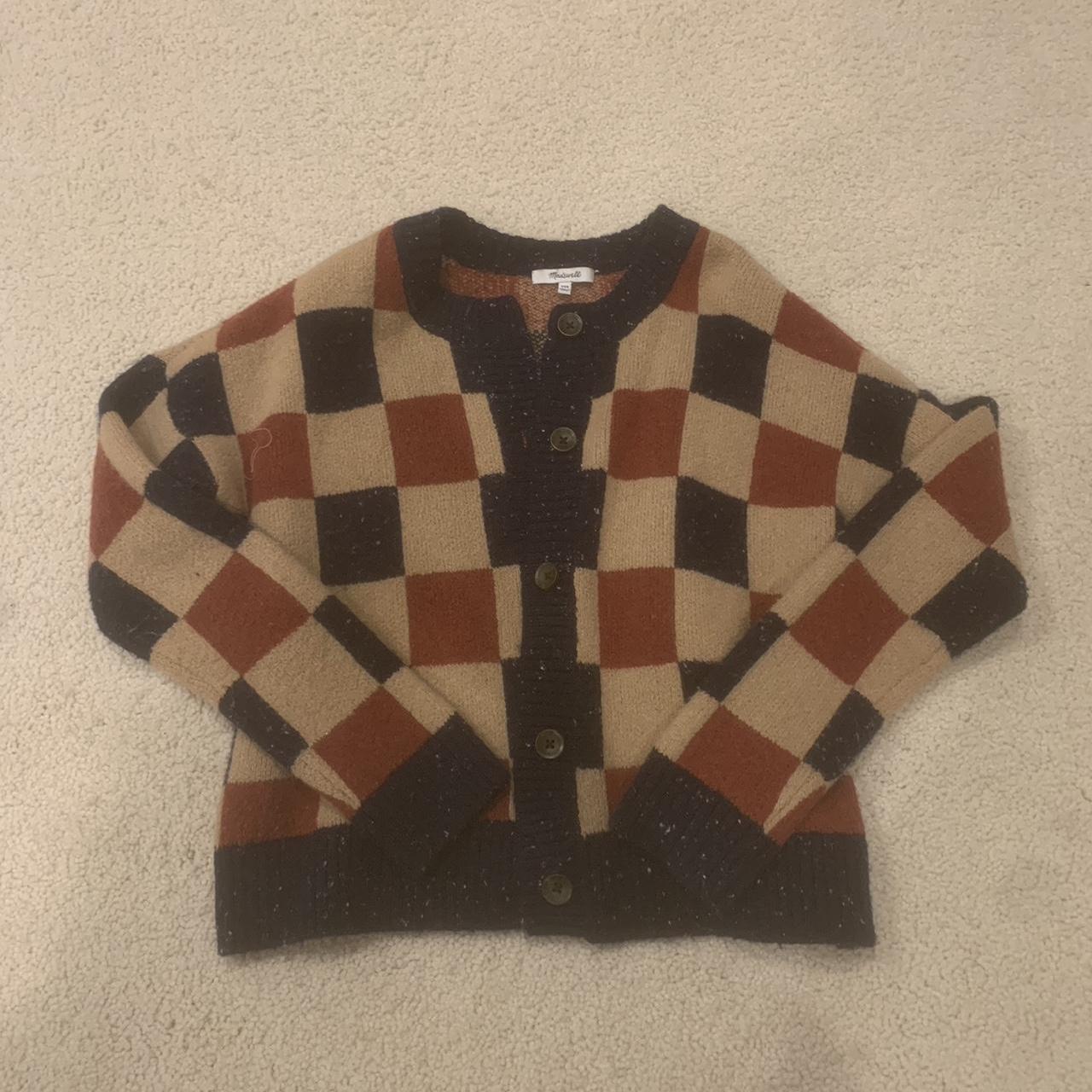 madewell checkered cardigan ! super warm and... - Depop
