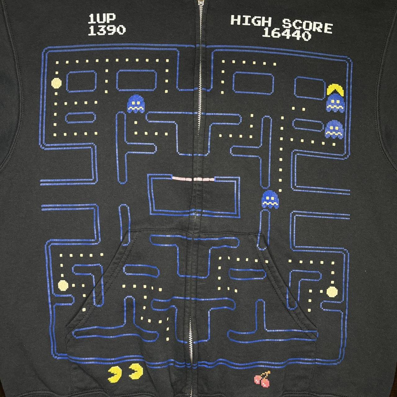 Black Pac-Man hoodie Vintage double sided Pac-Man... | Depop