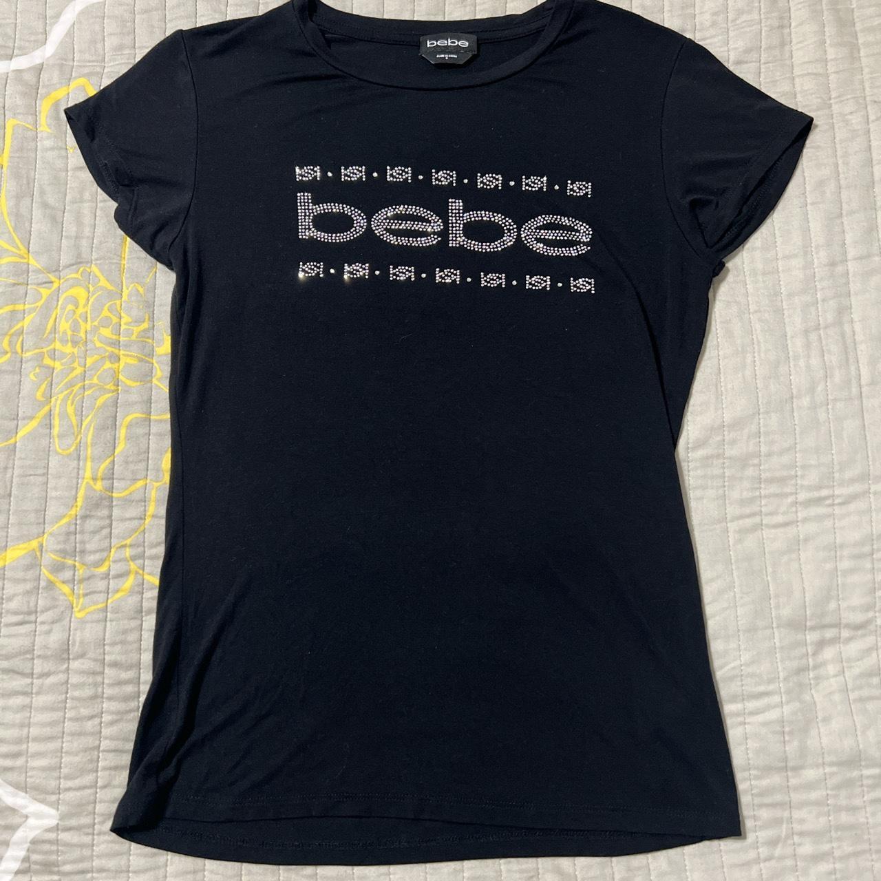 small black bebe rhinestone shirt - Depop