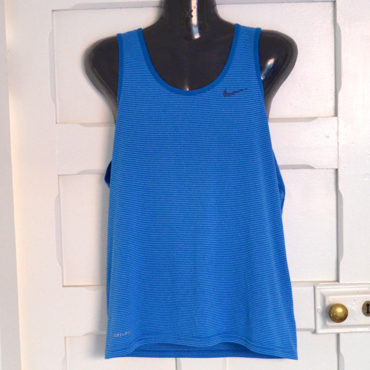 Nike Dri-Fit Men's Two Tone Blue Striped Activewear... - Depop