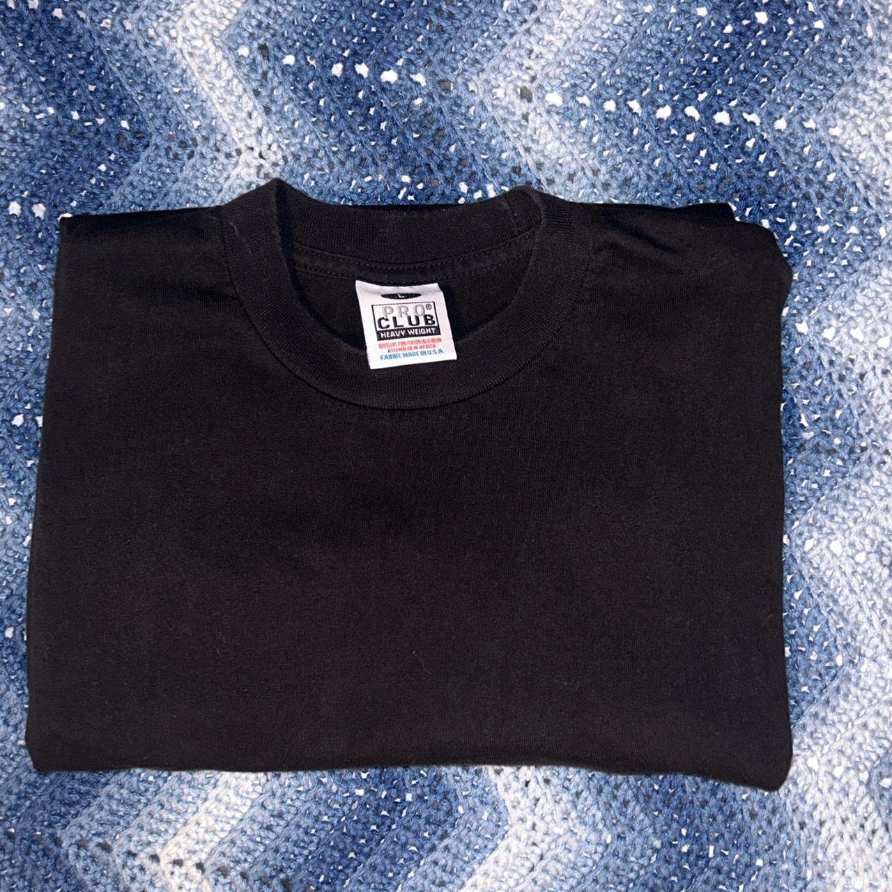 Men’s L brand new solid blank black pro club,... - Depop