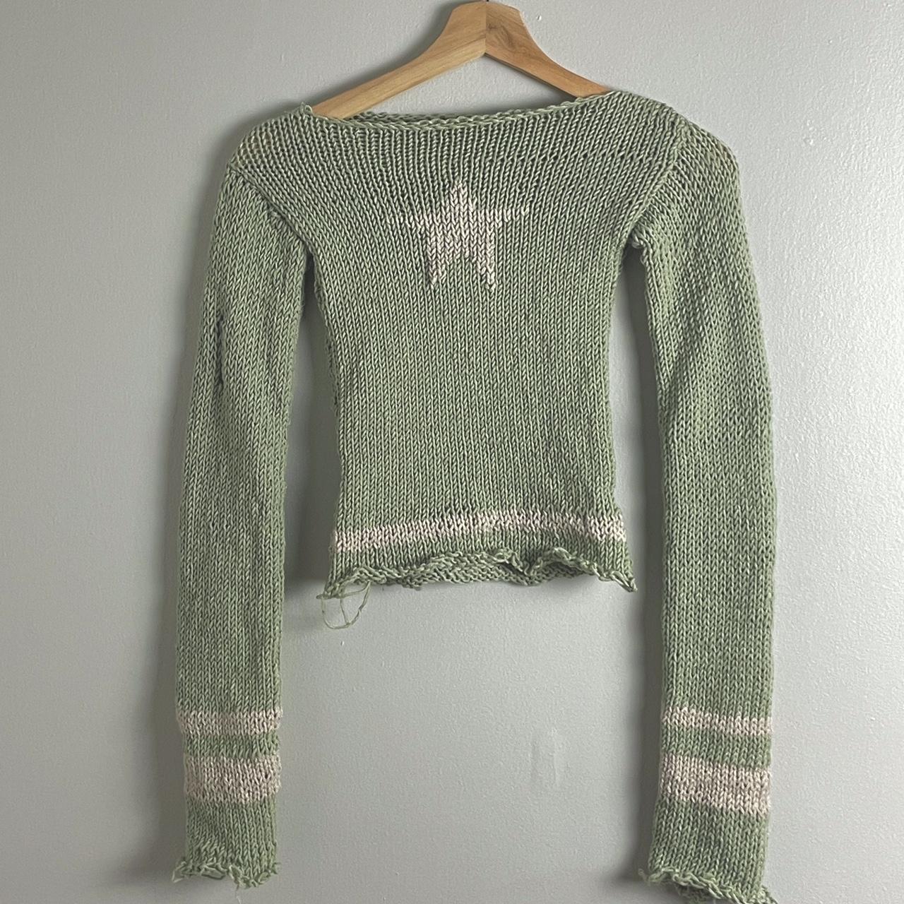 Handmade cropped knit lightly distressed pullover... | Depop