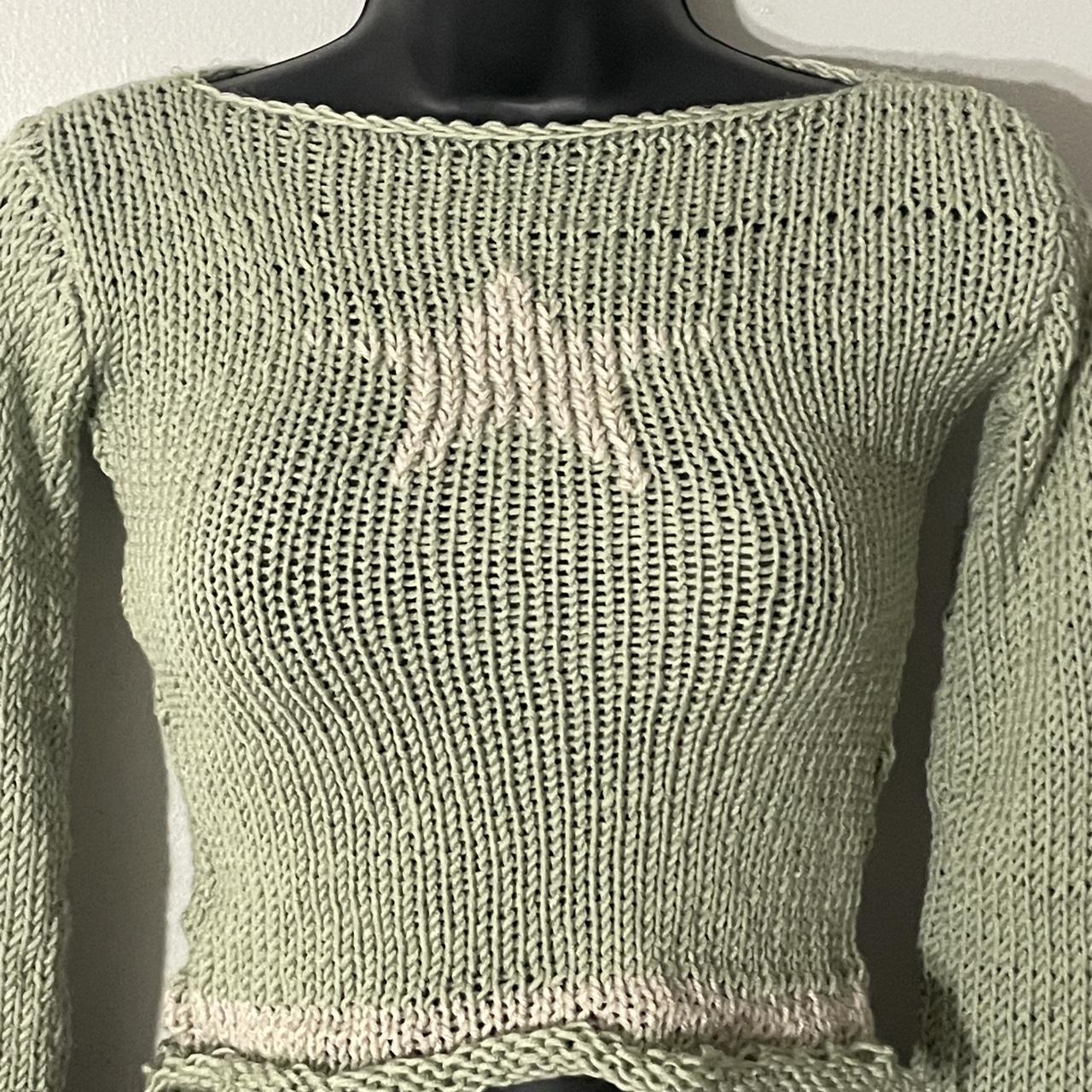 Handmade cropped knit lightly distressed pullover... | Depop