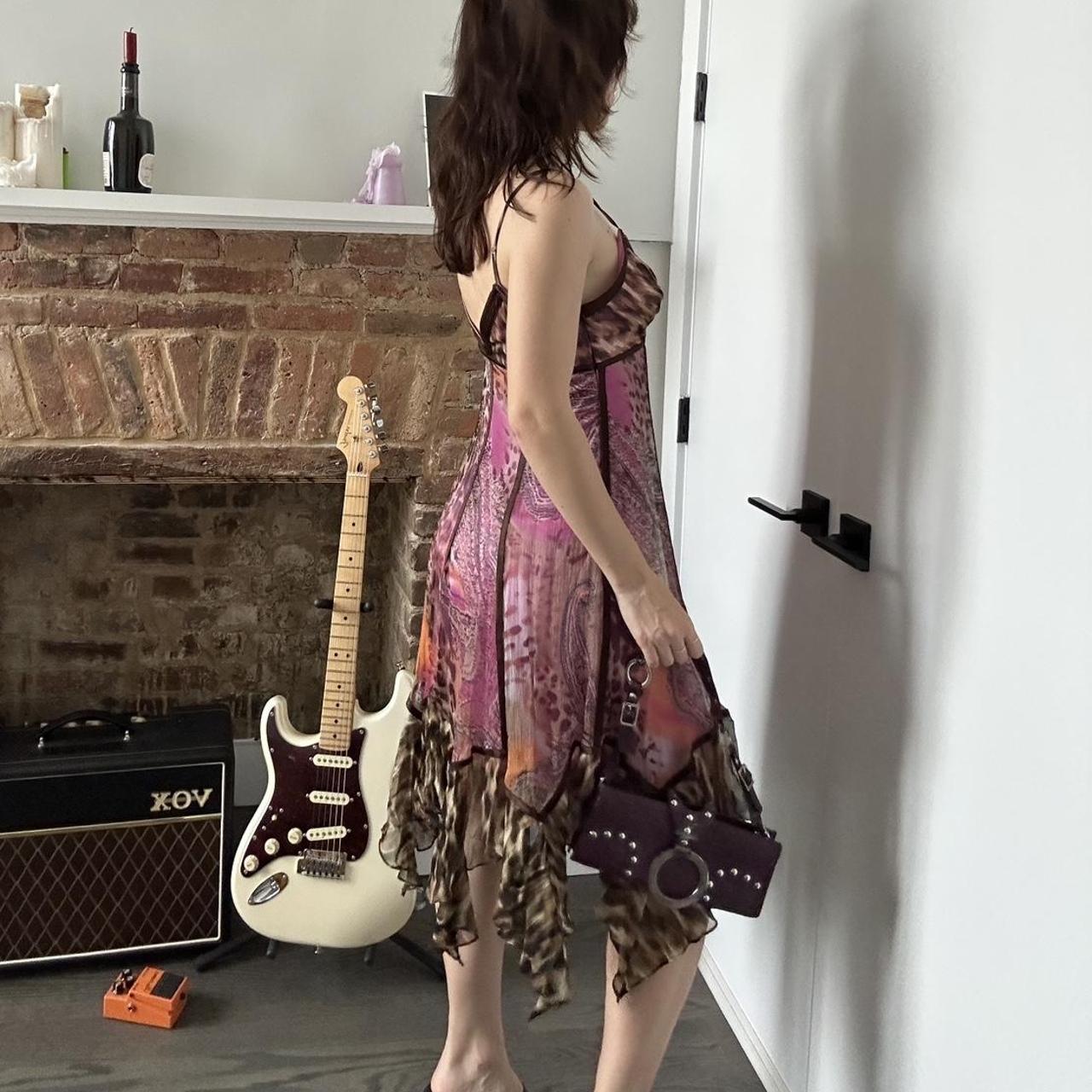 Sue Wong Y2K 100% silk fairy ruffle animal print... | Depop