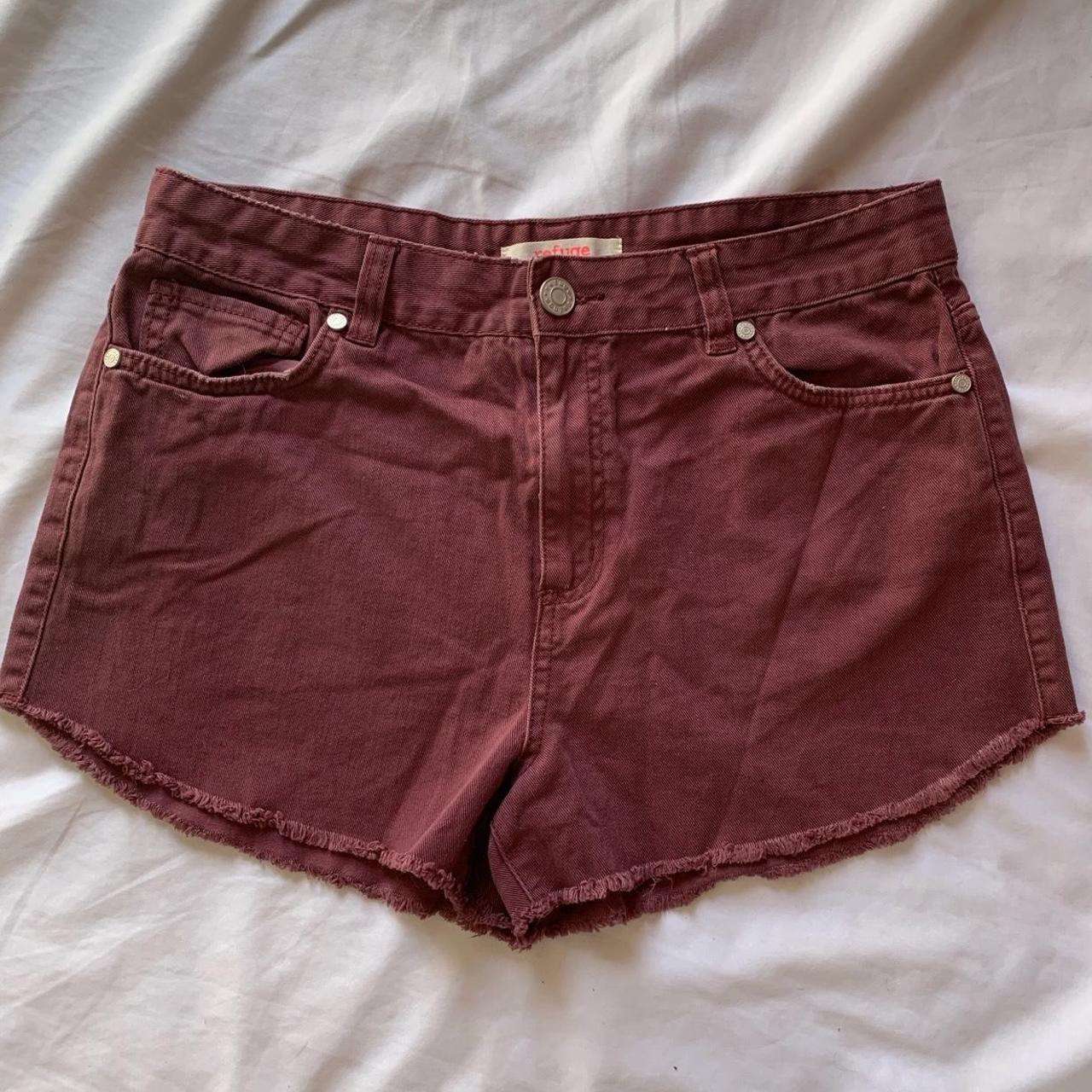 Refuge maroon jean shorts frayed bottoms women’s... - Depop