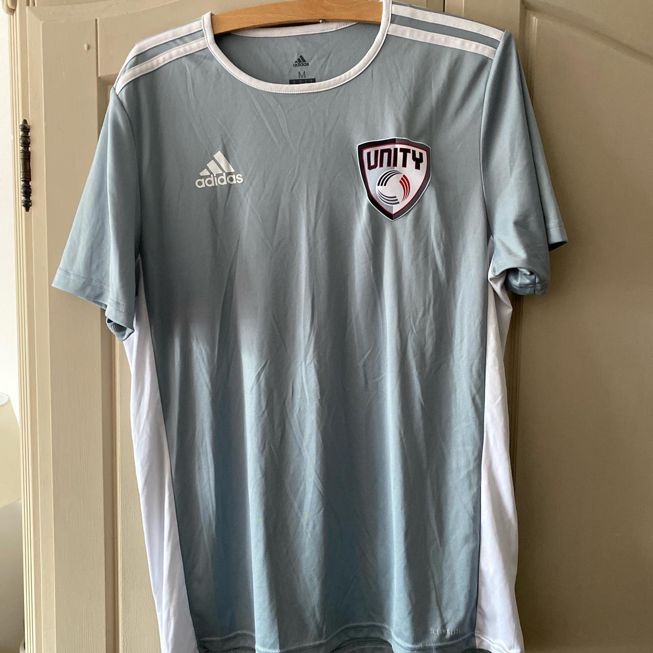 Light blue men’s adidas unity collab football top - Depop