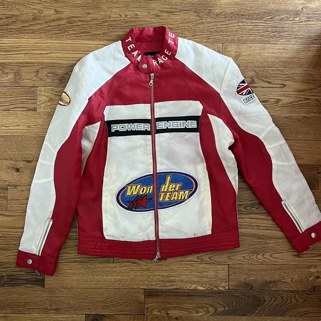 Retro racing jacket. Fits perfectly oversized on me... - Depop