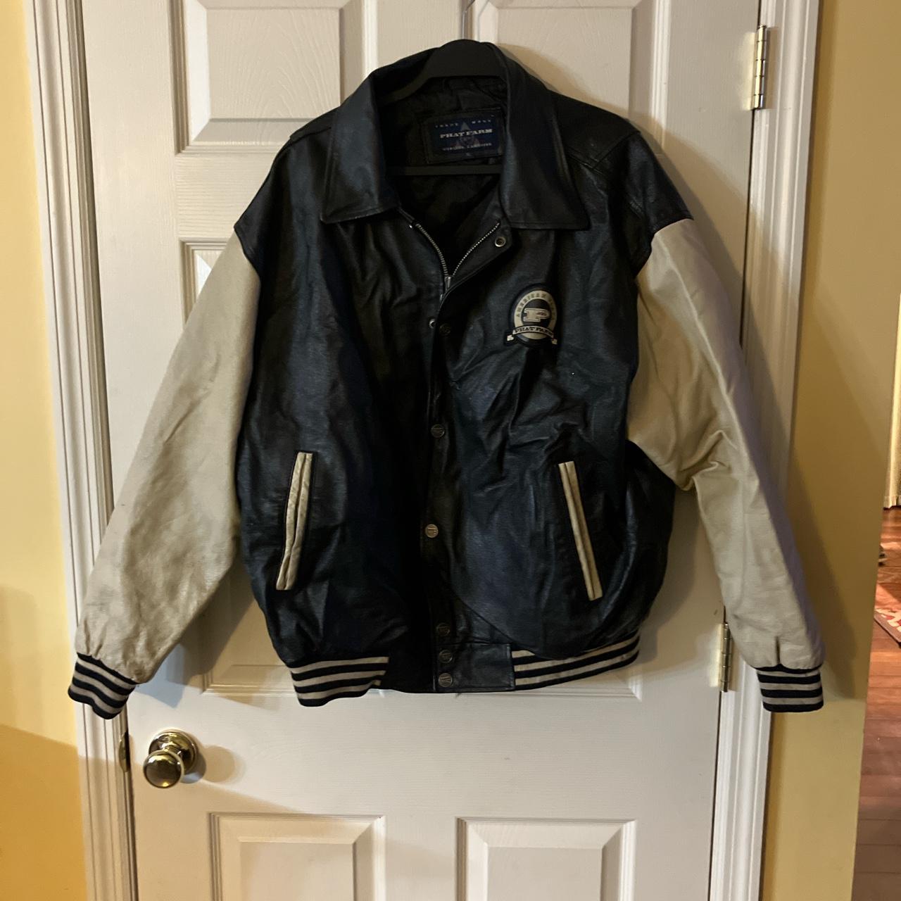 Mens vintage xl Phat farm leather jacket - Depop