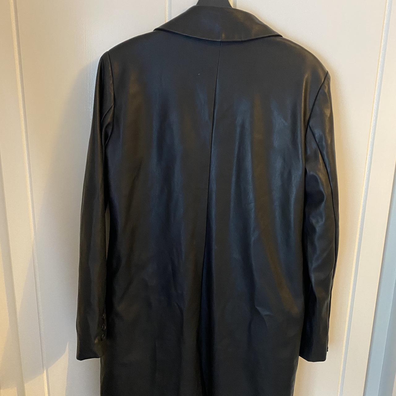 90’s faux leather black blazer Size XS few scuffs... - Depop