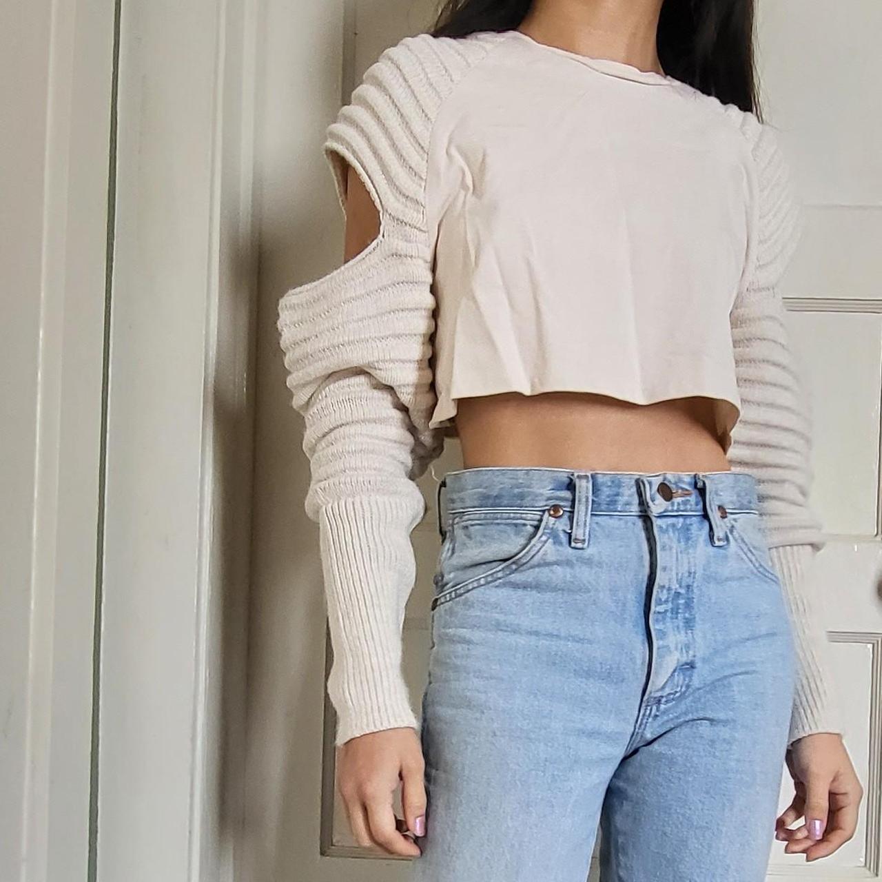Zara cutout long sleeve crop. Body is t-shirt... - Depop