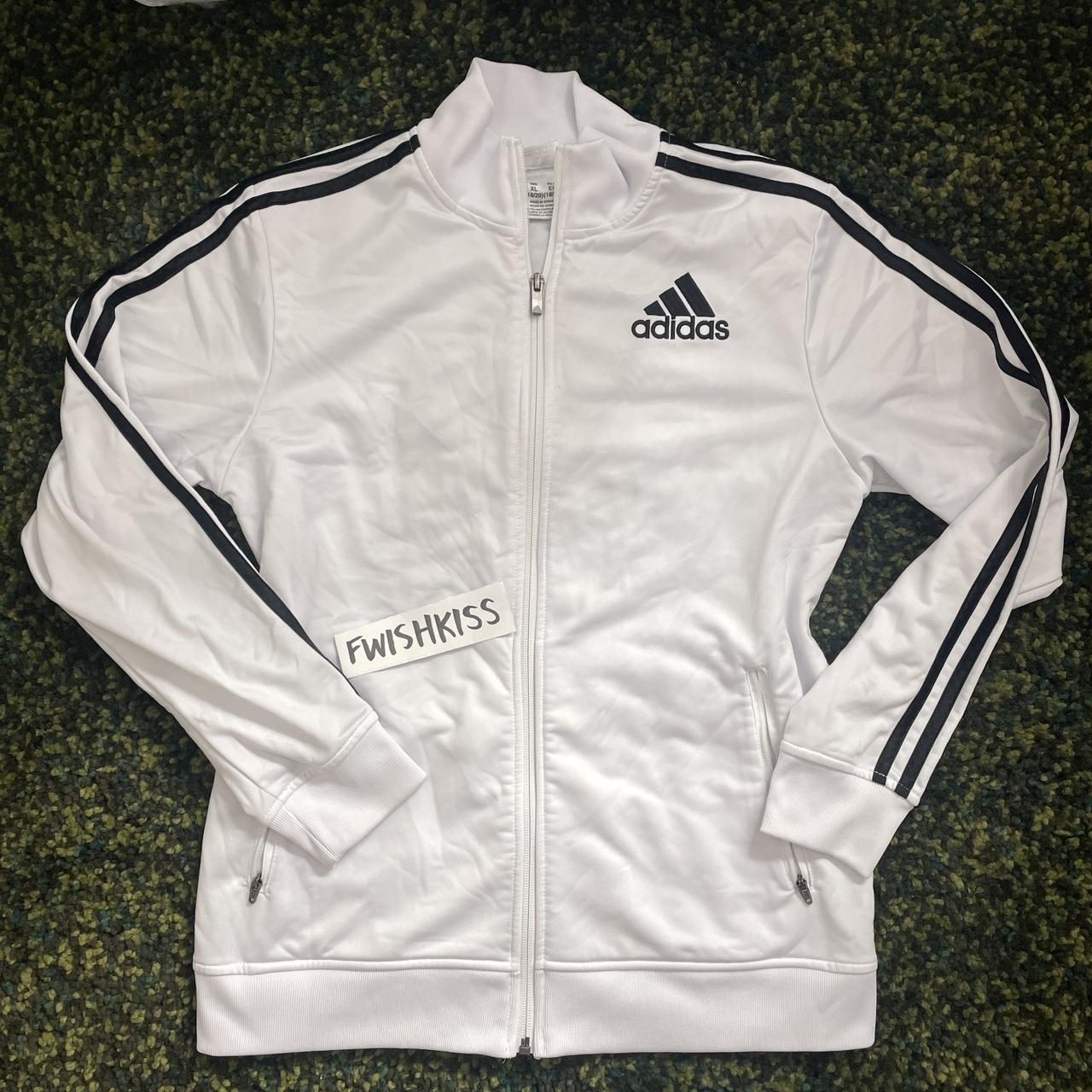 Adidas Women's White and Black Jacket | Depop