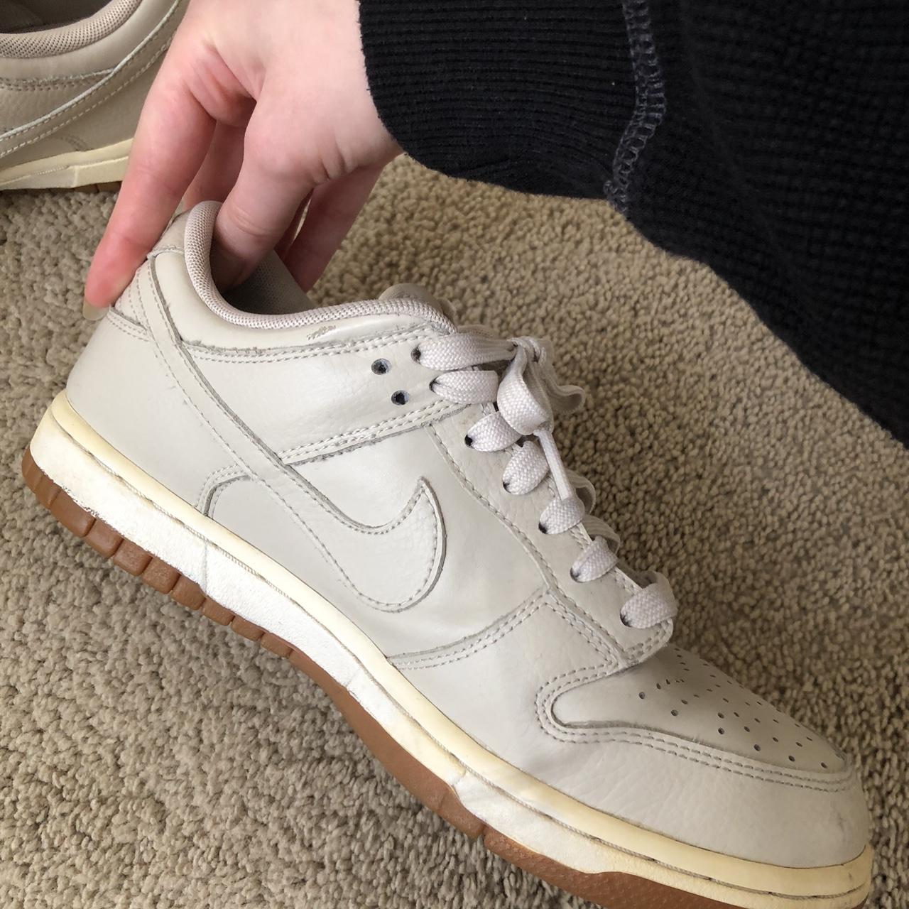 light orewood nike dunks with brown gum soles. low... - Depop