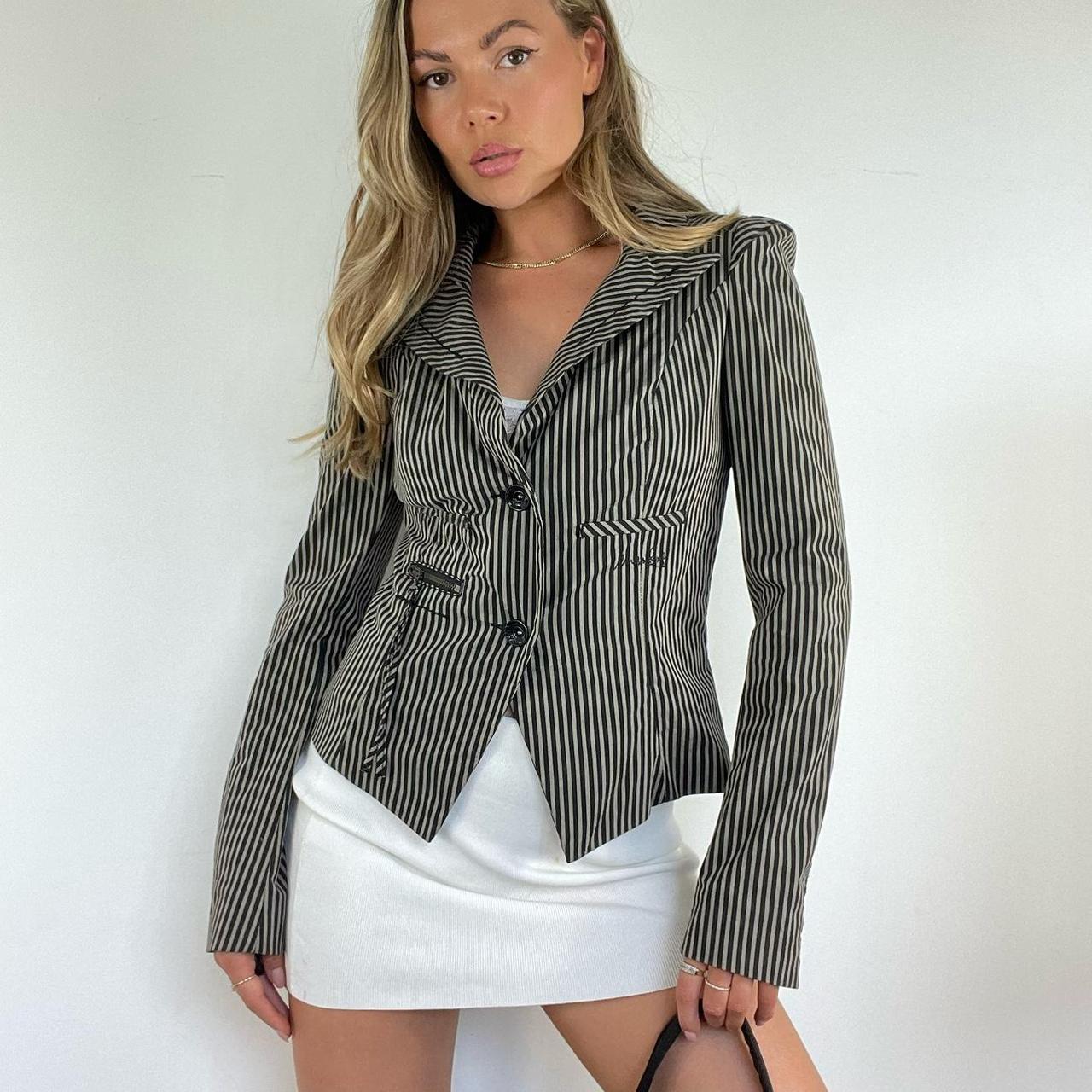 Miss sixty blazer Fitted, 00s, Y2K, striped, short... - Depop