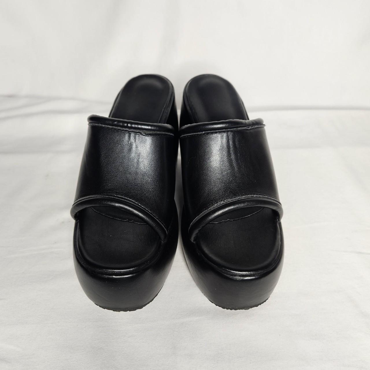 Black, Chuncky, open-toed Clogs Size 7.5 Woman's No... - Depop