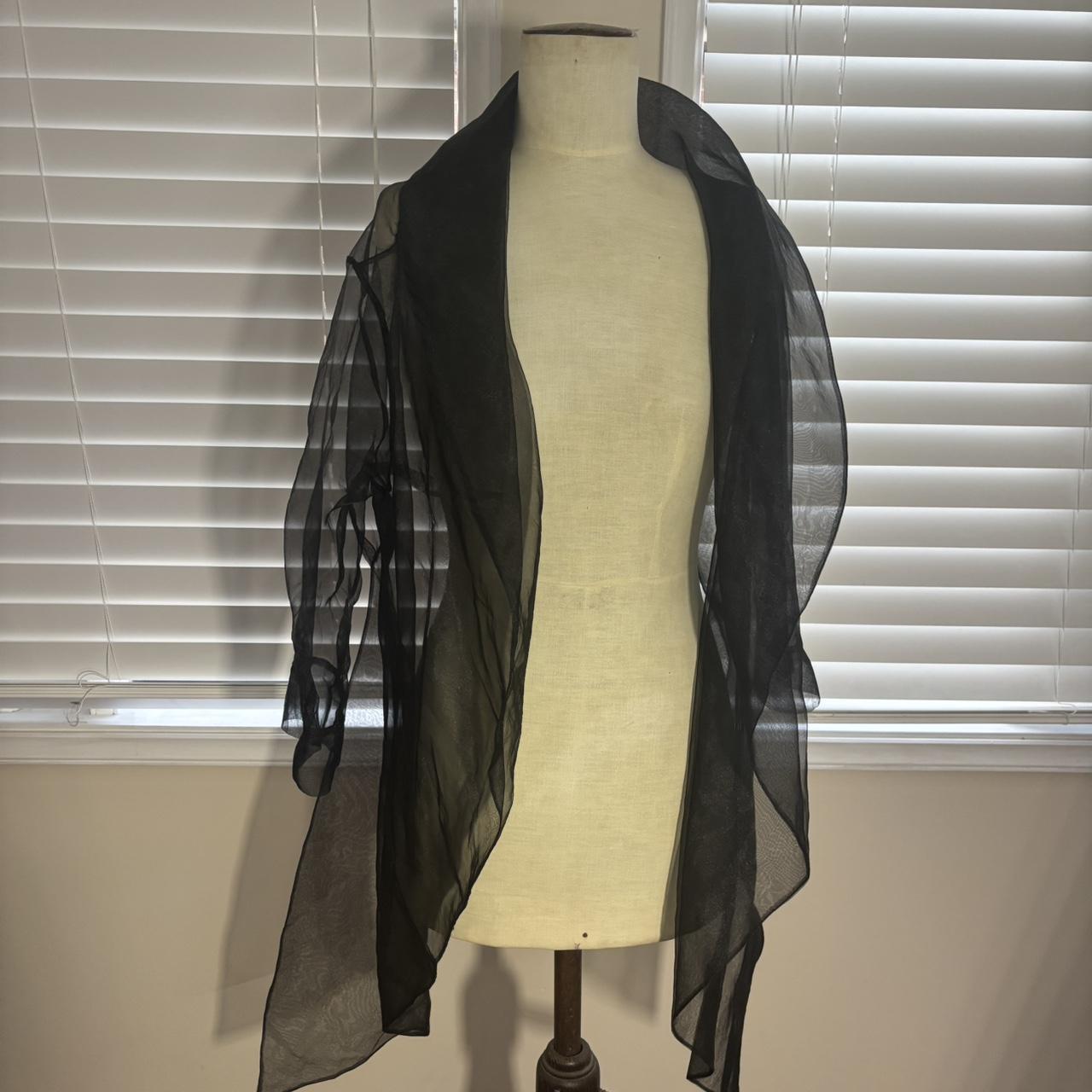 Black sheer scarf jacket with tie detail #gothic... | Depop