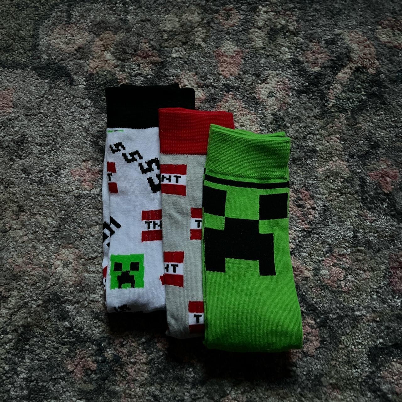 three minecraft crew socks shoes size 8-12 in men’s... - Depop