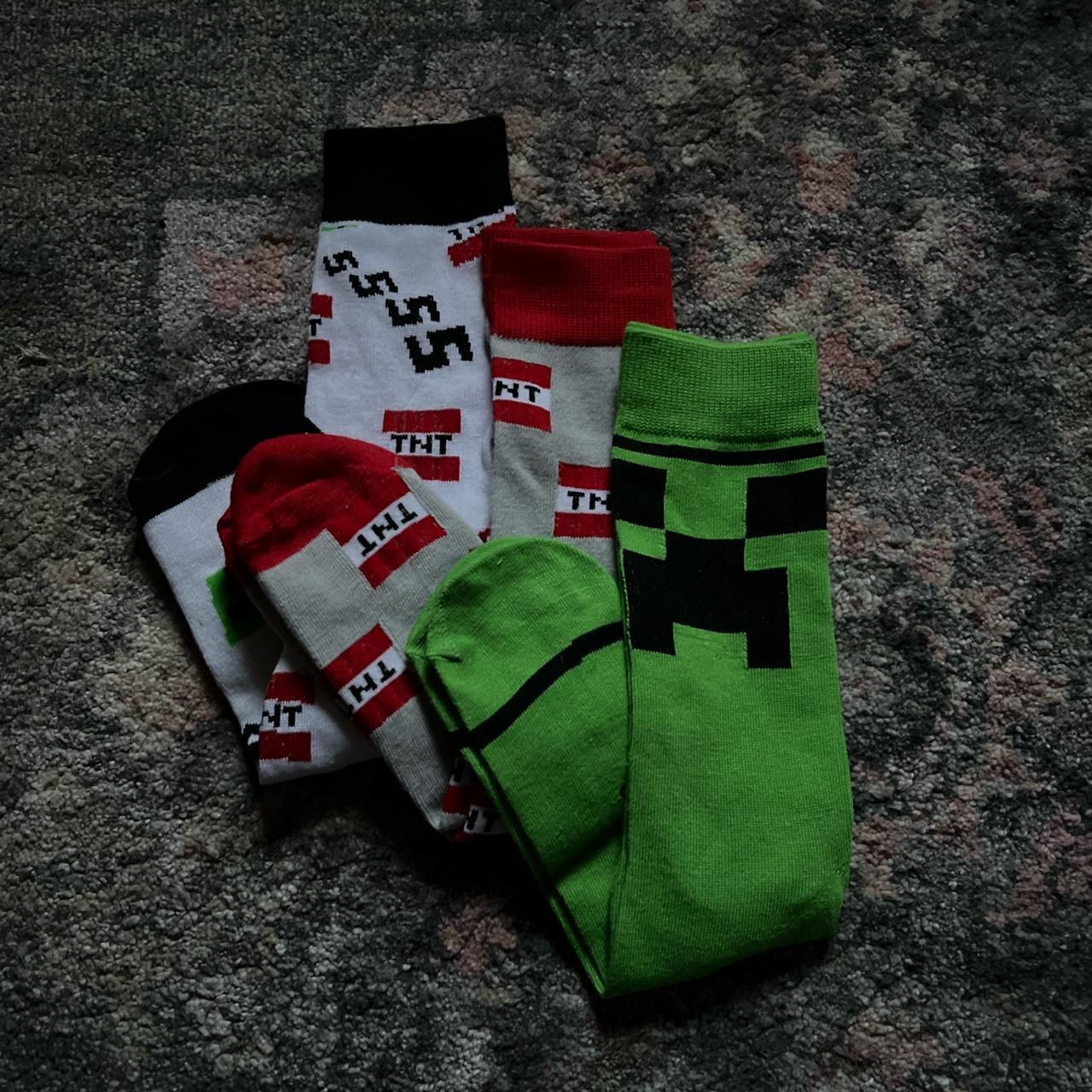 three minecraft crew socks shoes size 8-12 in men’s... - Depop