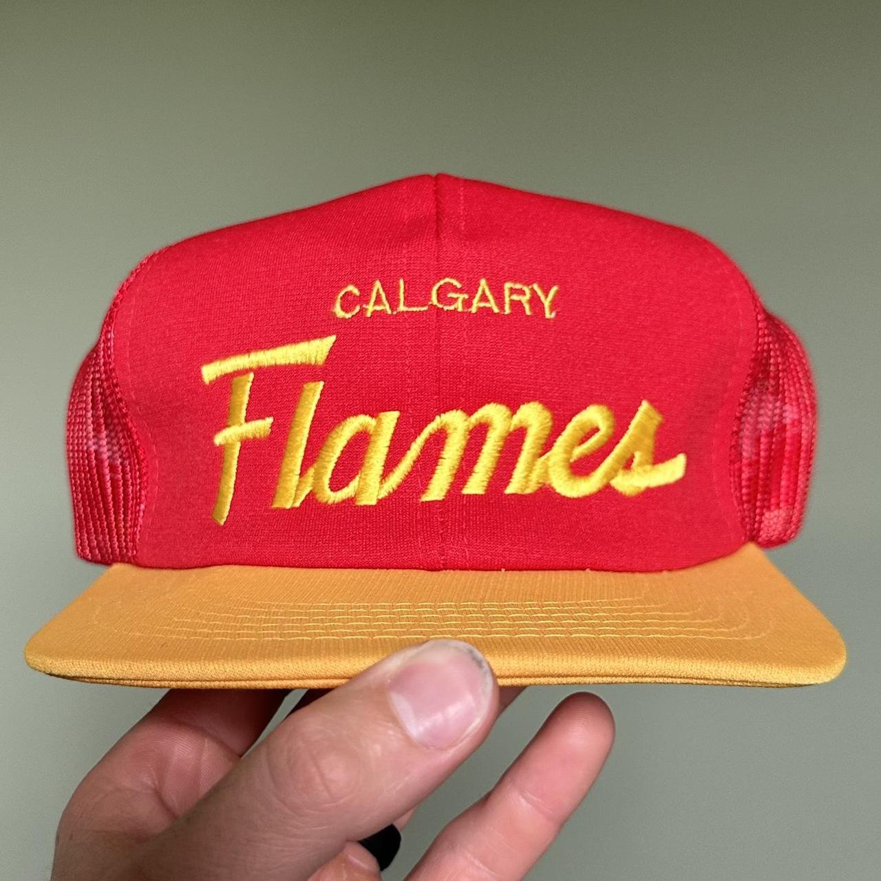 Vintage Calgary Flames Trucker Script... - Depop