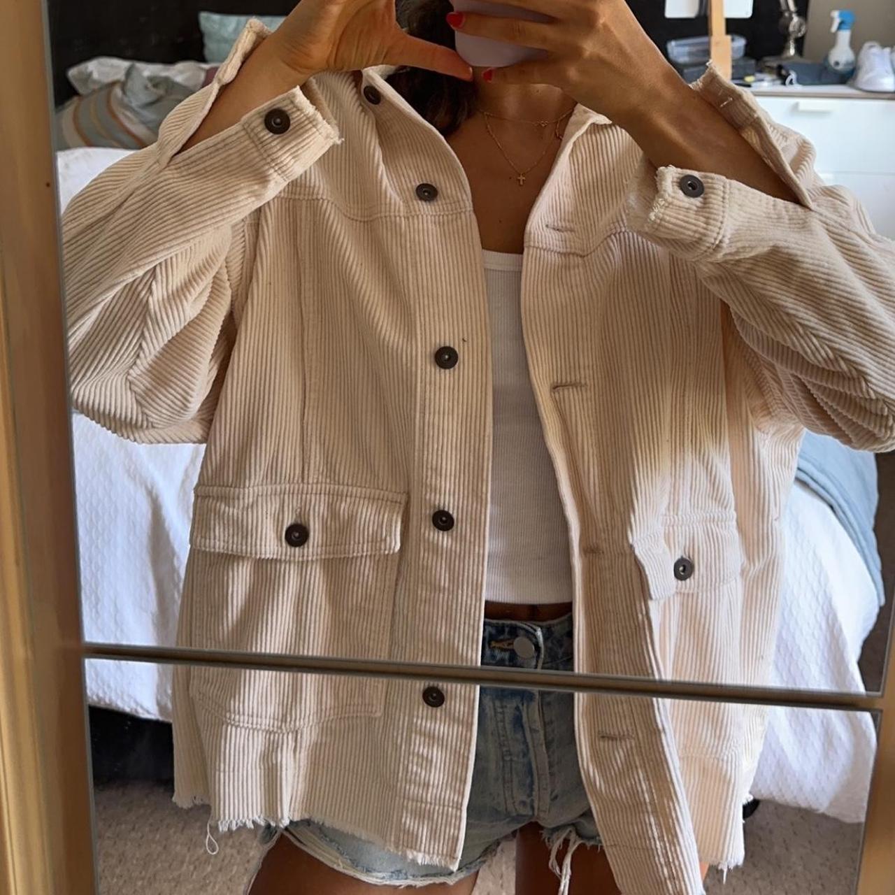 Selling cream corduroy jacket Size 8 - Depop