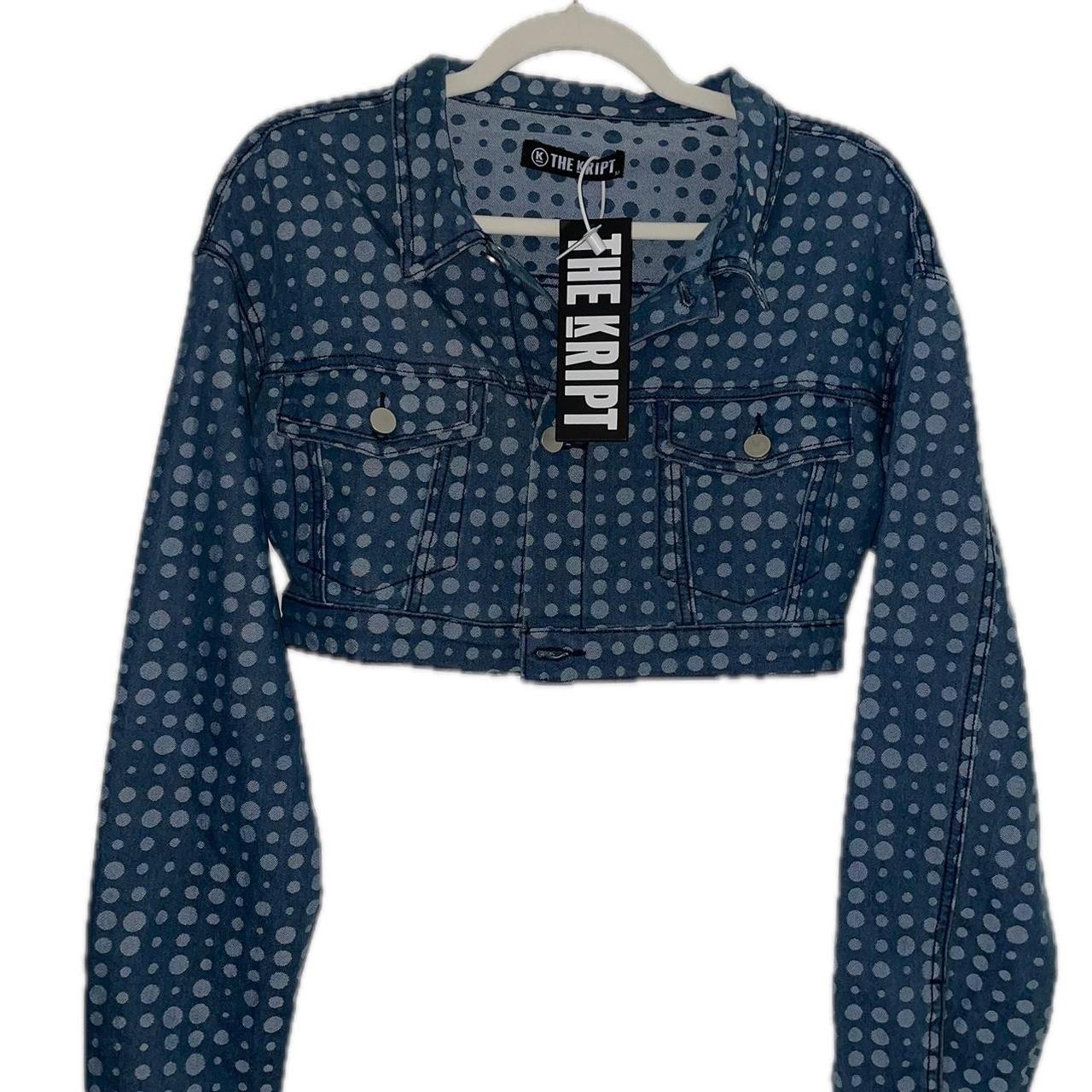 The Kript cropped denim jacket with polka dots Never... | Depop