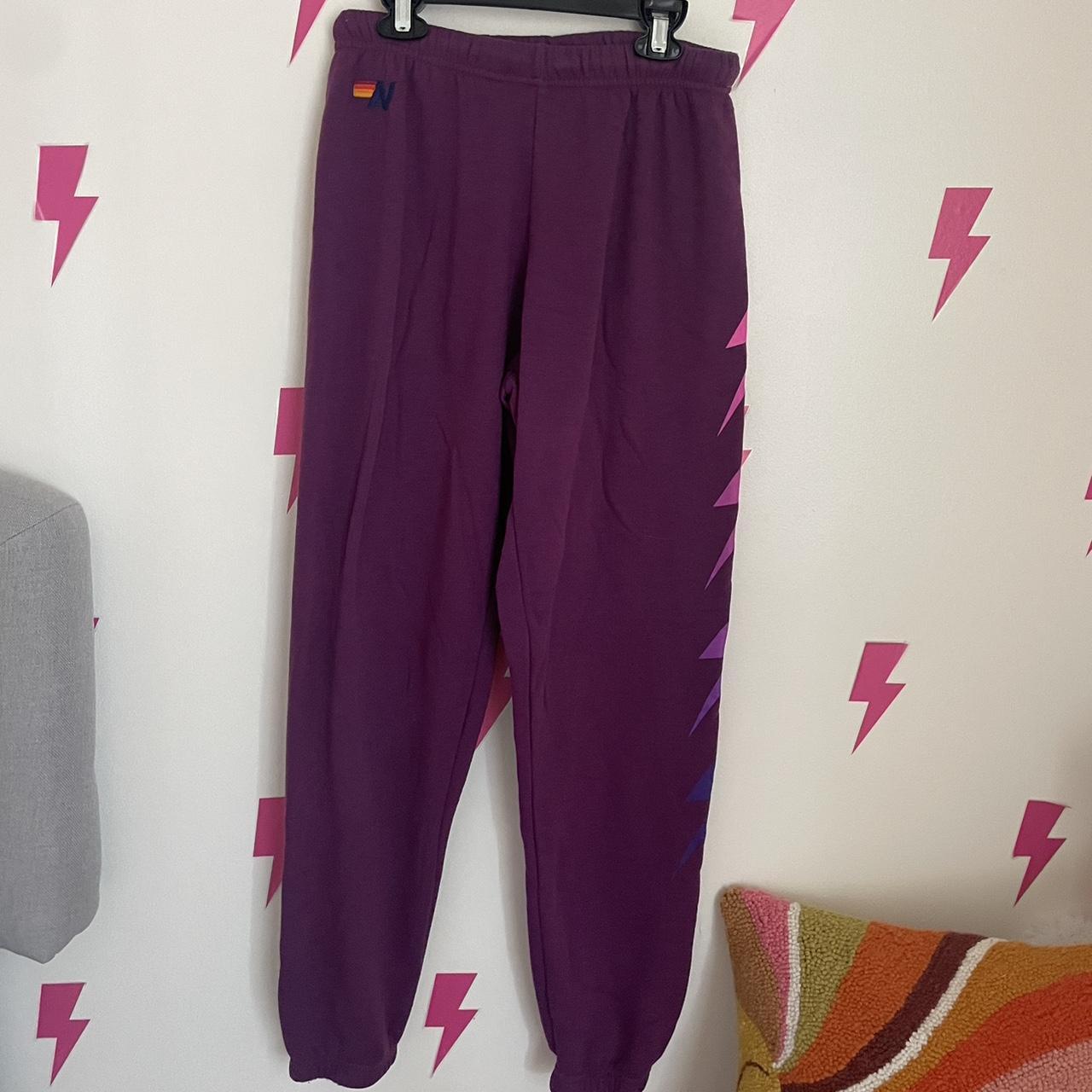 Aviator nation purple lightning bolt sweatpants!... - Depop