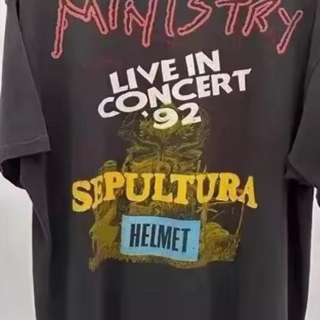 Black Ministry Helmet band tee #goth... | Depop