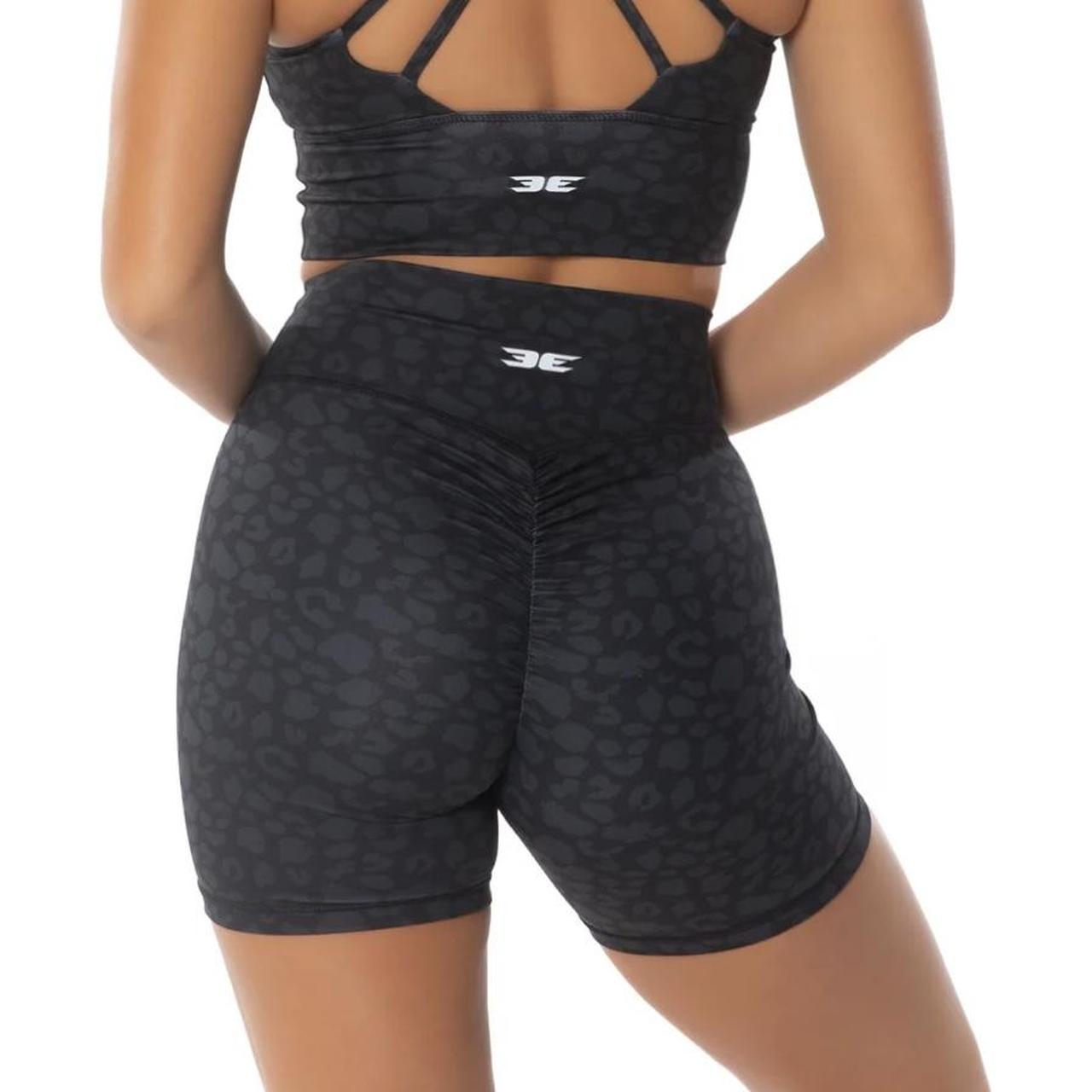 Elite eleven Aura scrunch shorts- black leopard... - Depop