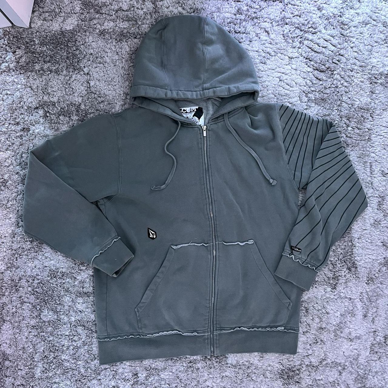 Volcom Men's Grey and Black Hoodie | Depop
