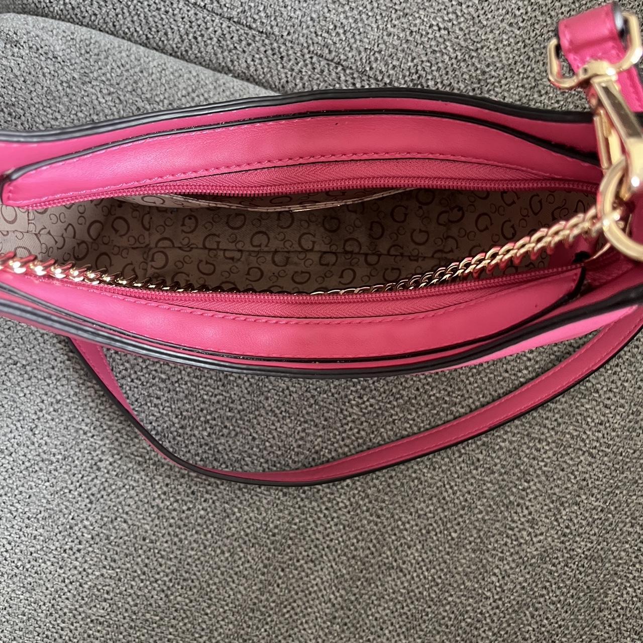 guess pink purse , lining is a bit dirty - Depop