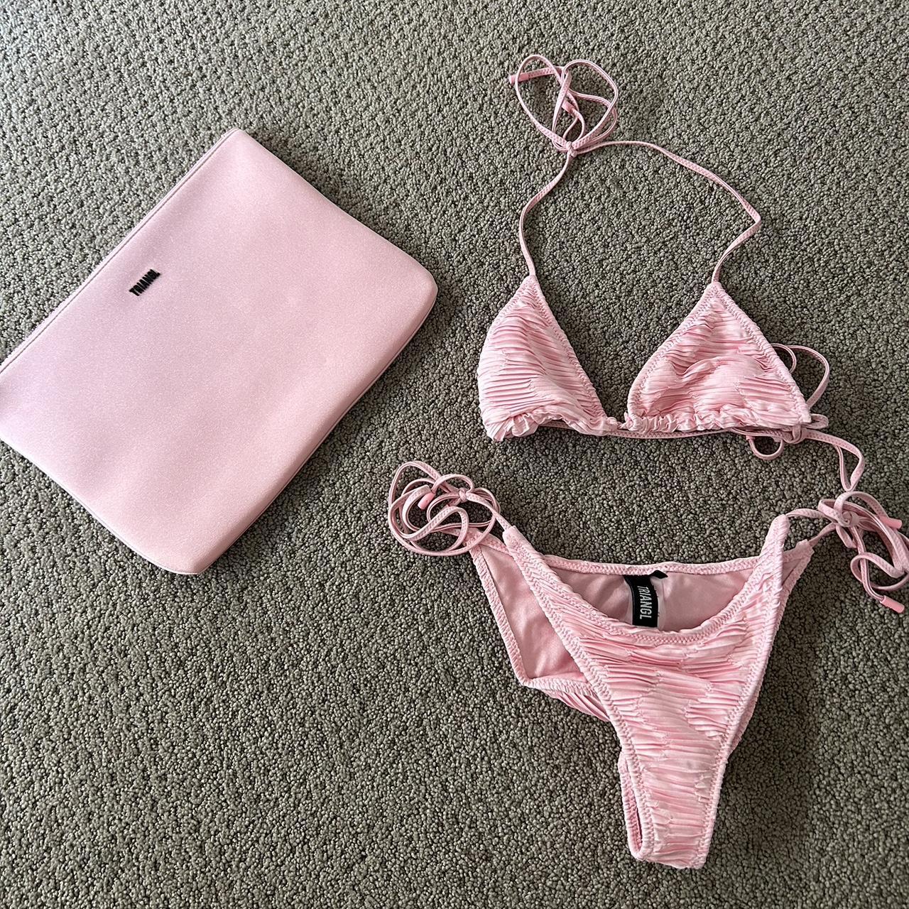 super cute pink triangl set! -only worn a few... - Depop