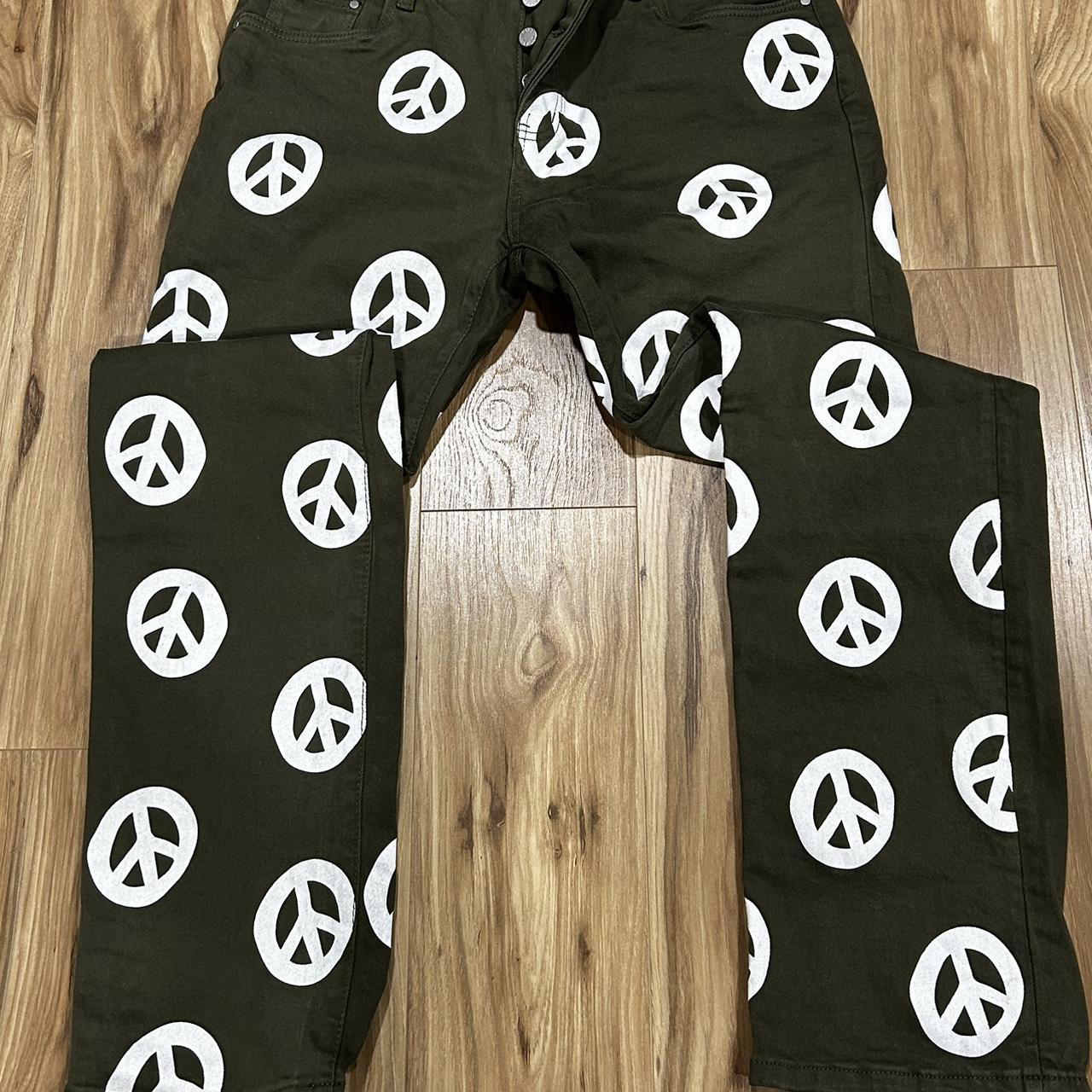 literally brand new Dript denim peace signs jeans i... - Depop