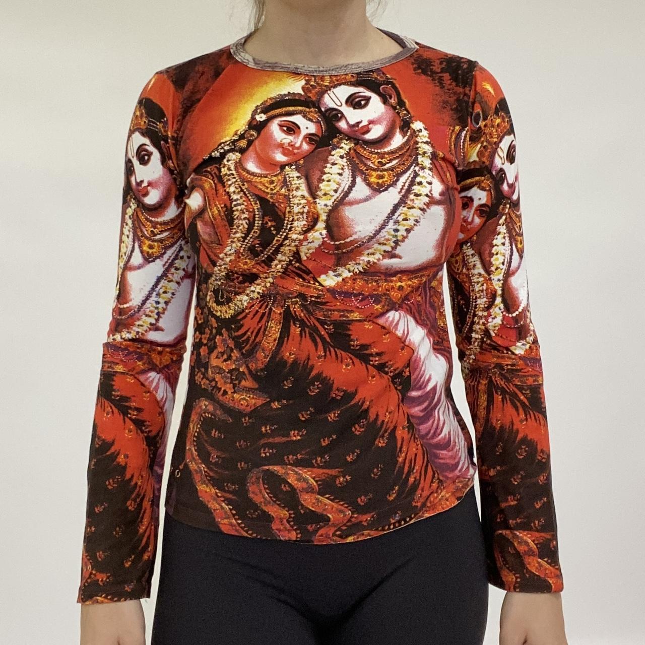 vintage Work printed face long sleeve top Size :... - Depop