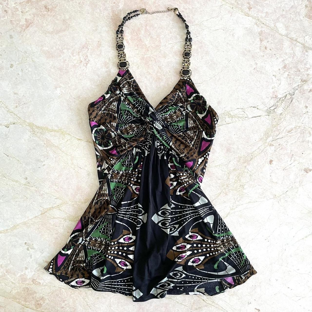 Y2k gem stone embellished halter top brand:... | Depop