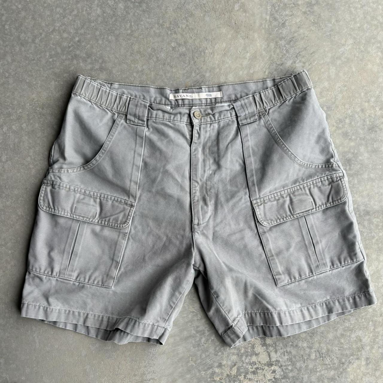 Men s Savane grey cargo shorts size 36w y2k. Depop