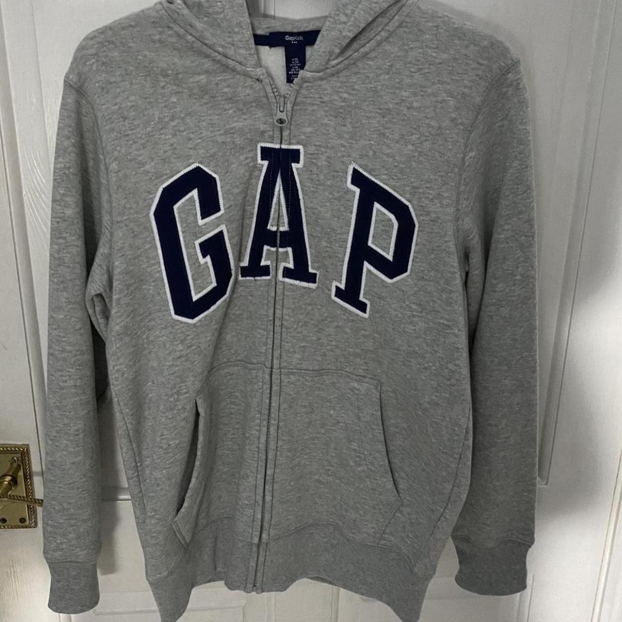 . Grey Gap zip up hoodie . size kids medium .... - Depop