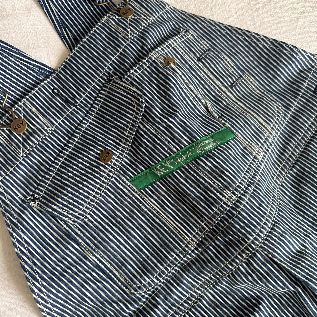 Key Hickory Pinstripe Overalls Size 38x29 Amazing... - Depop