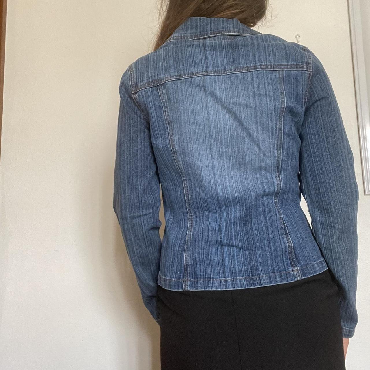 2000s denim jacket vintage denim tight... - Depop