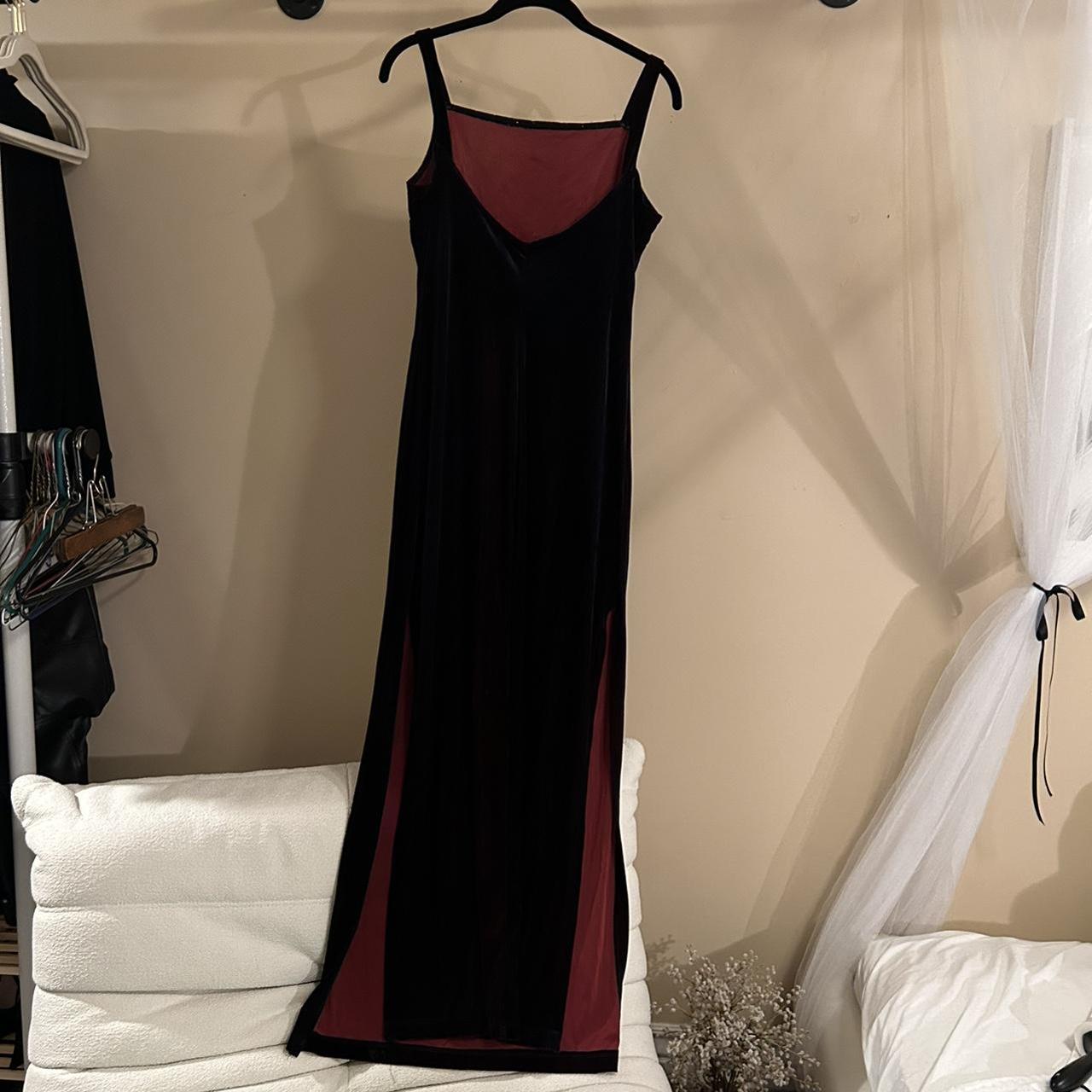 RAMPAGE Vintage 90’s Black/Red Velvet Maxi Dress... - Depop