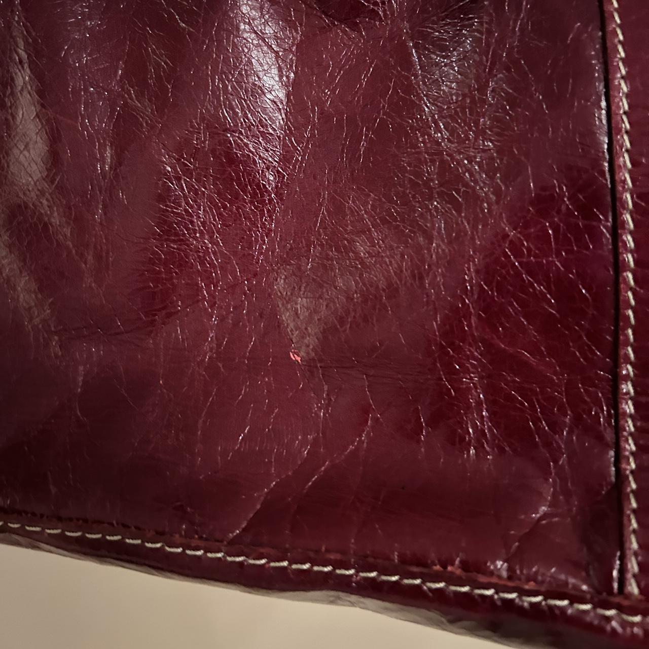 Ferchi Dark/Cherry Red Leather Bag -genuine leather... - Depop