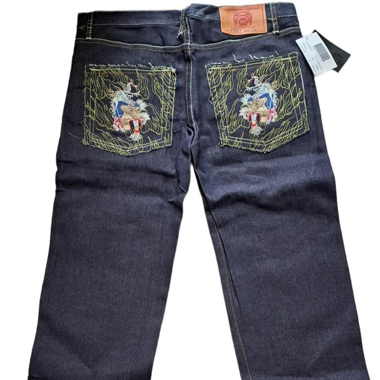 RMC RED MONKEY COMPANY JEANS BEAUTIFUL EMBROIDERY... - Depop