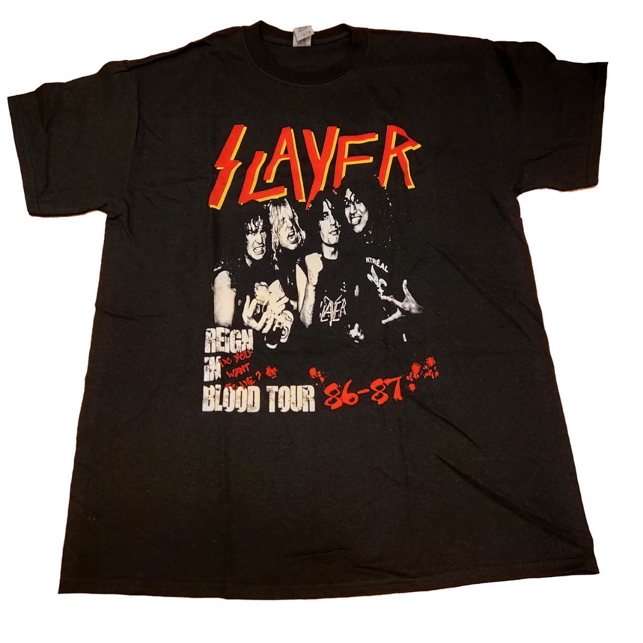Slayer Reign in blood tour boot black tee.... - Depop