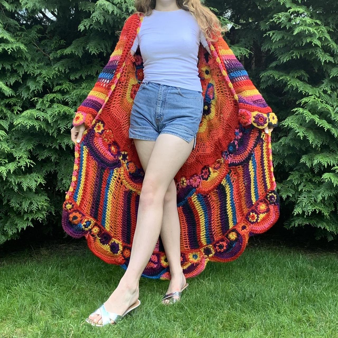 UNBELIEVABLE HANDMADE LONG PSYCHEDELIC JACKET!... - Depop