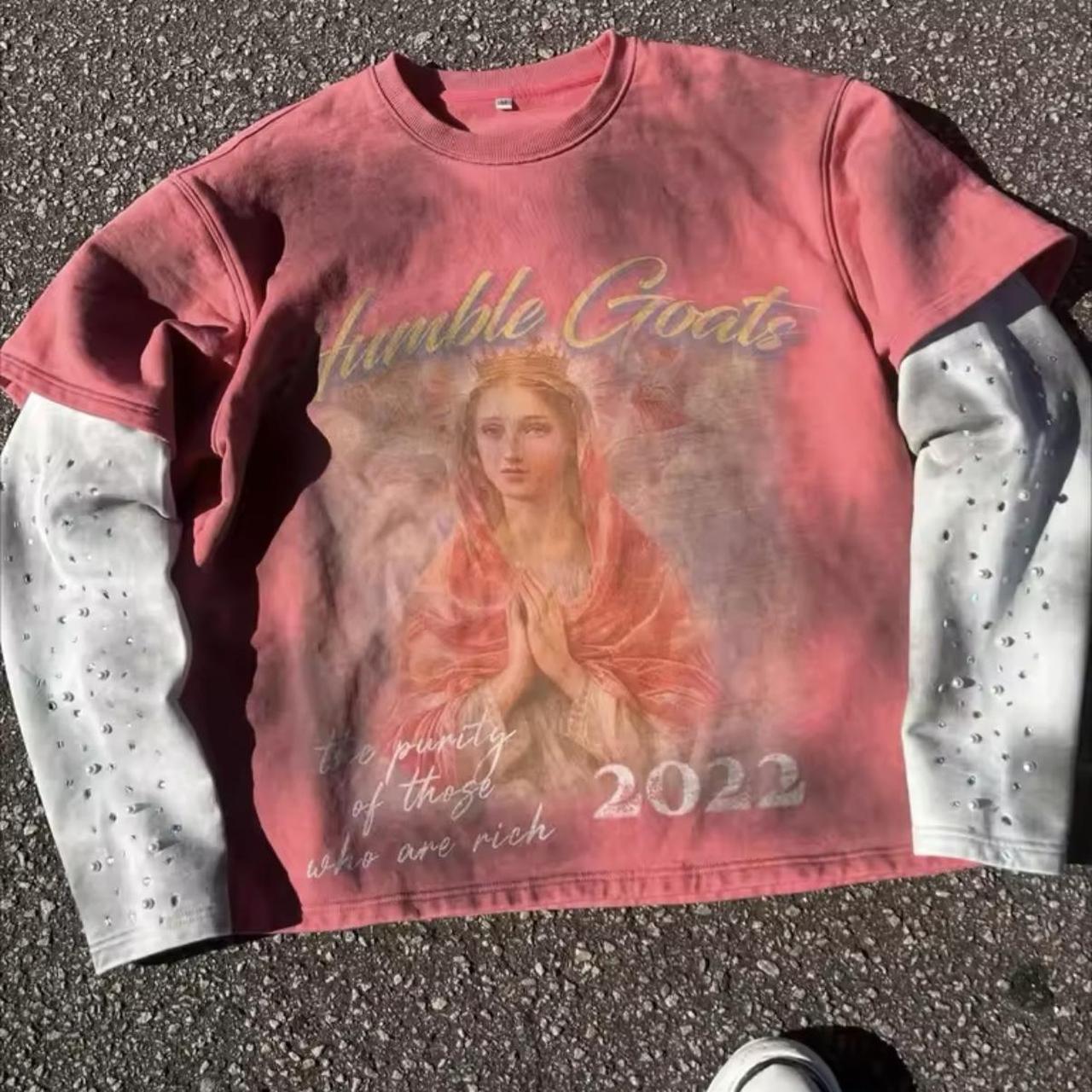 Pink Humble Goats oversized sweatshirt... | Depop