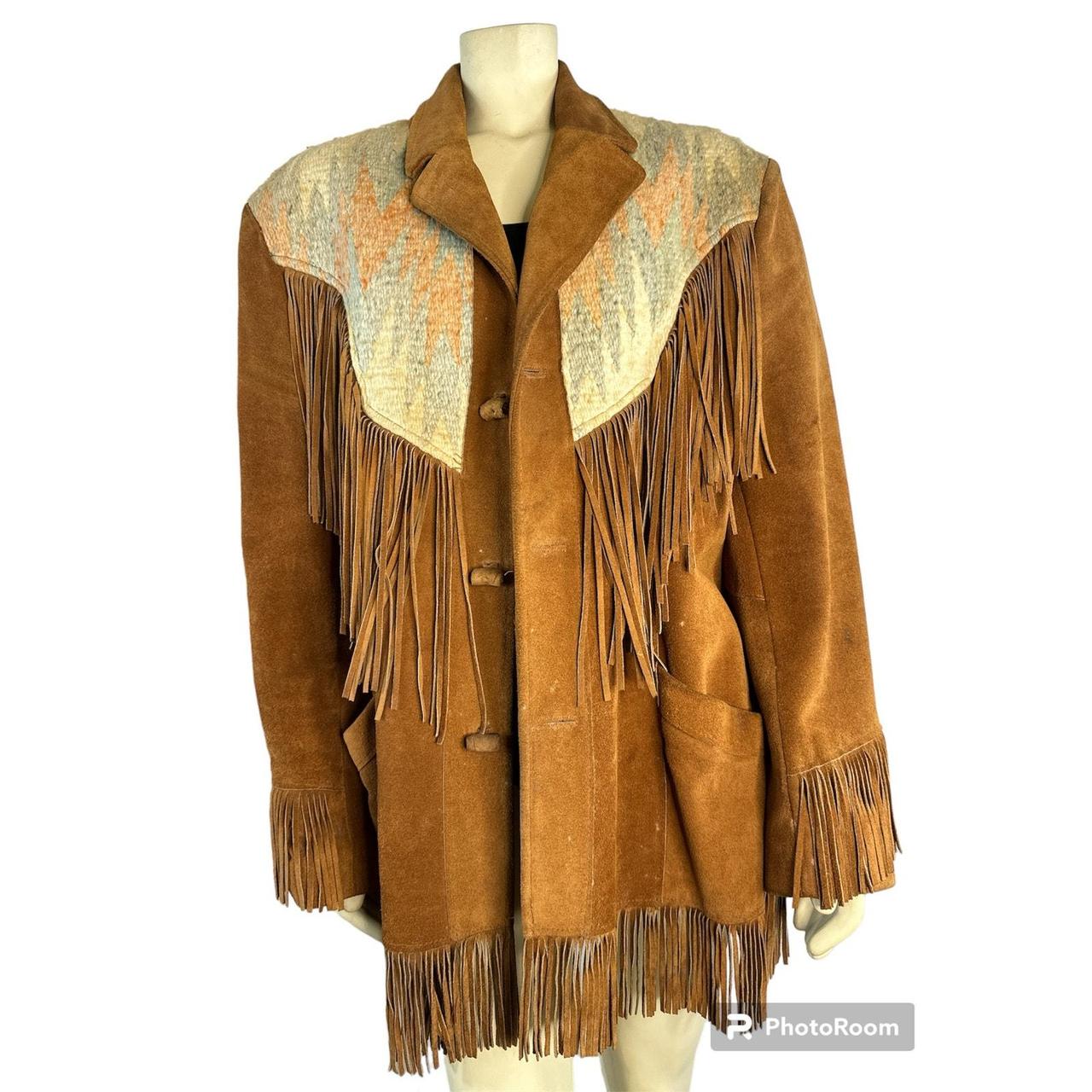 PIONEER WEAR 70s Suede Fringe Jacket • Med Large... - Depop