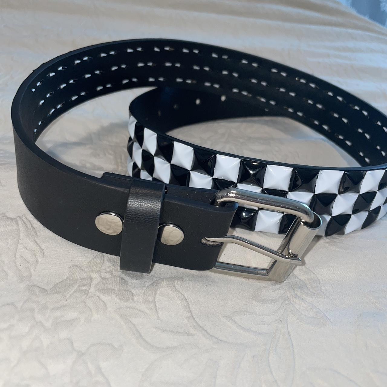 Black & white, checkered, studded belt!! #emo #scene... - Depop