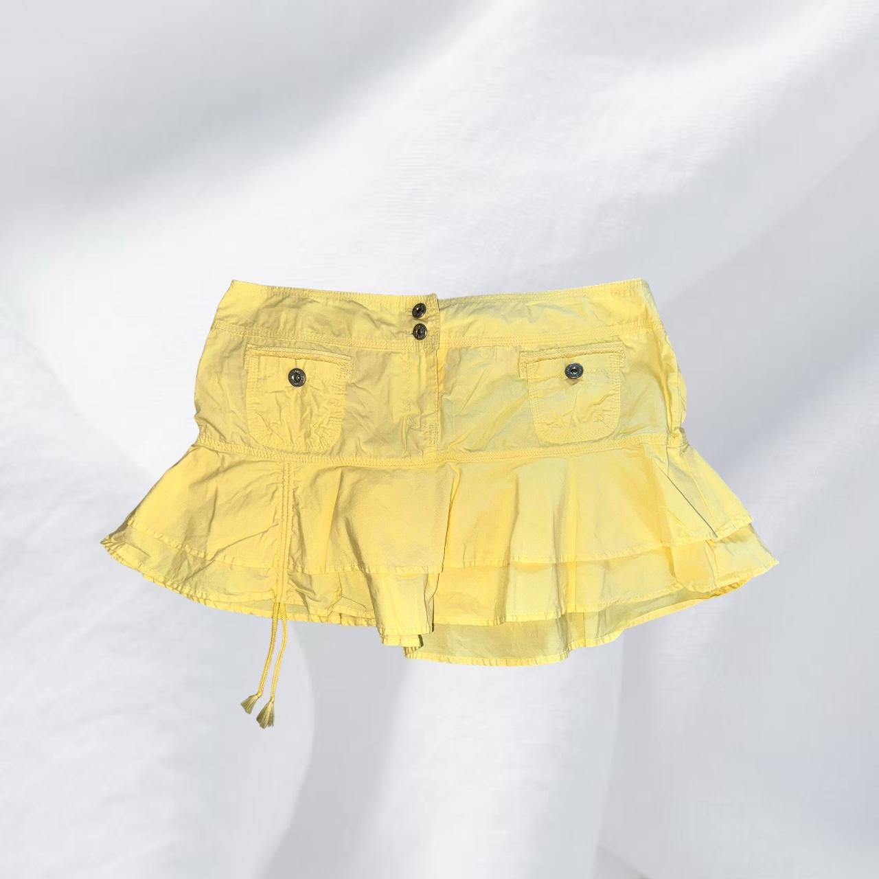Y2K 00s Soul Cal Yellow Pleated Rara Mini Skirt UK... - Depop